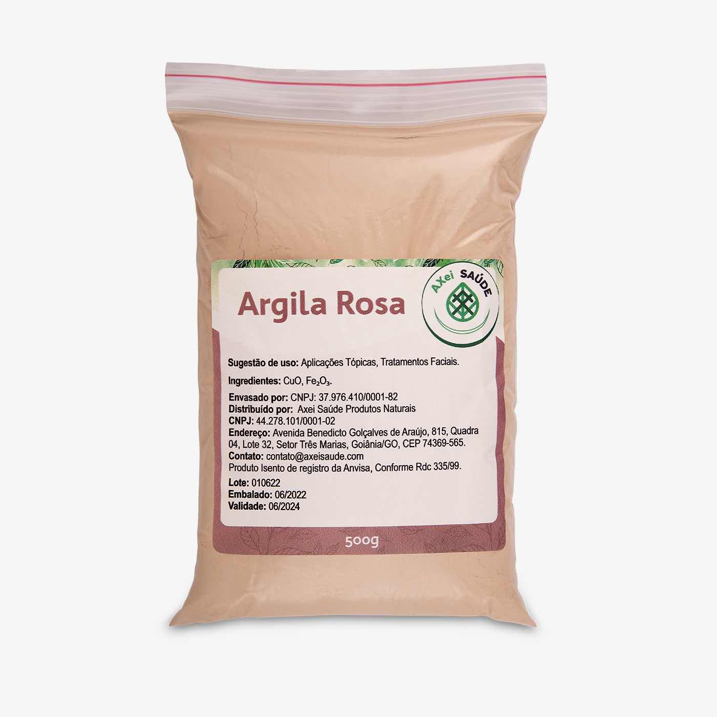 Argila Rosa 500 gramas - AXei Saúde